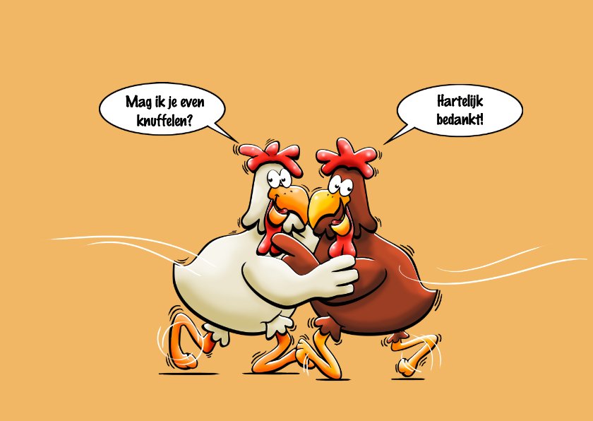 Leuke verjaardagskaart 5 kippen die in | Kaartje2go