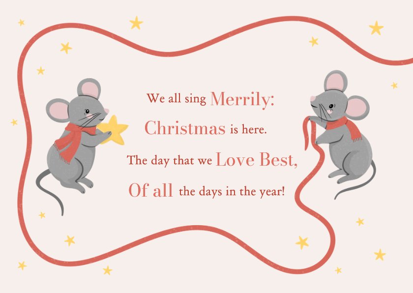 Lieve kerstkaart met muisjes en rijmpje en | Kaartje2go