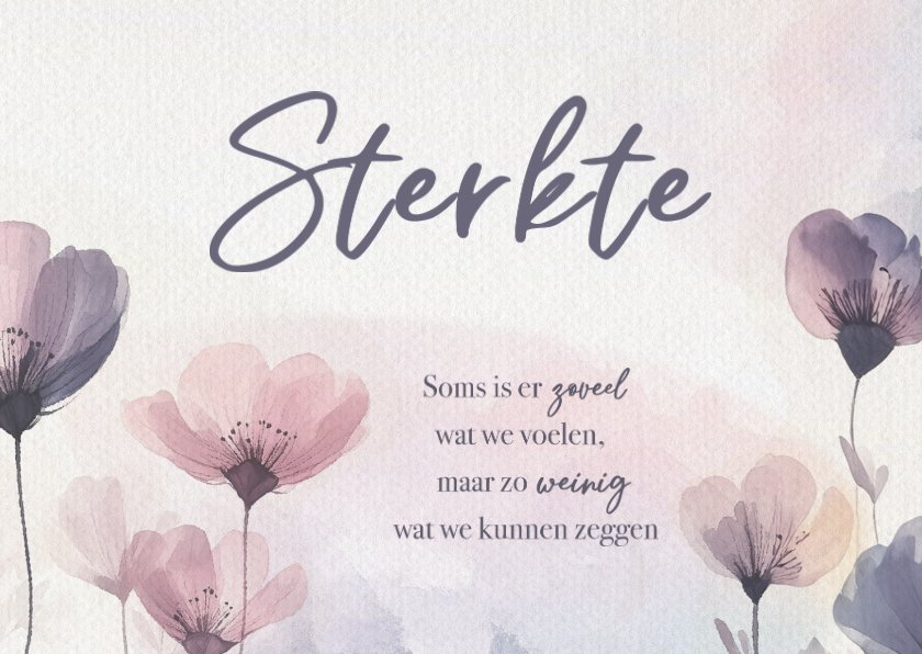 Moderne condoleancekaart met bloemen en gedicht | Kaartje2go