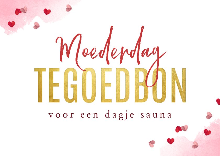 Moederdag tegoedbon hartjes waterverf confetti | Kaartje2go
