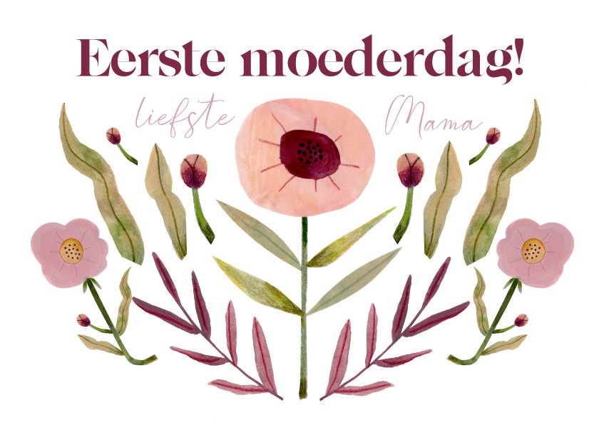 Moederdagkaart eerste moederdag bloemen paars | Kaartje2go