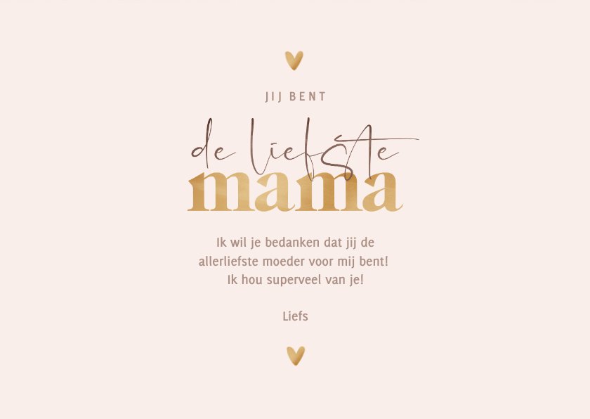 Moederdagkaart liefste mama zachtroze met | Kaartje2go