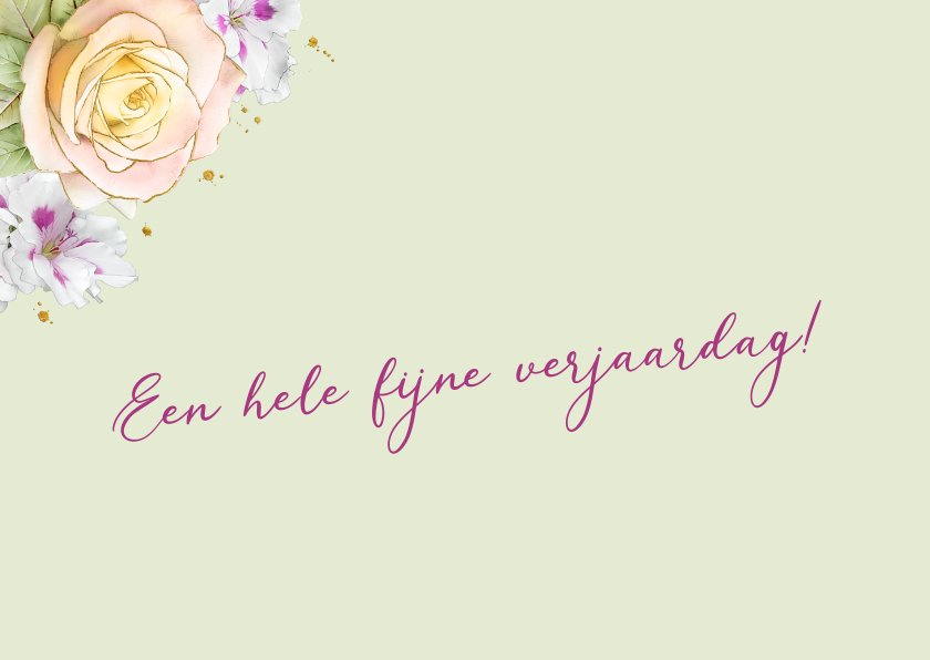 Mooie verjaardagskaart met bloemen zoals rozen | Kaartje2go