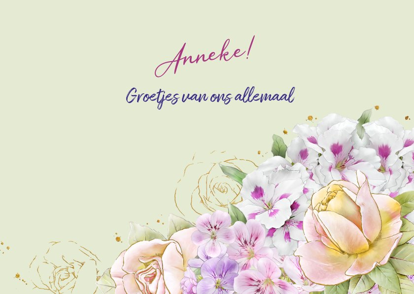 Mooie verjaardagskaart met bloemen zoals rozen | Kaartje2go