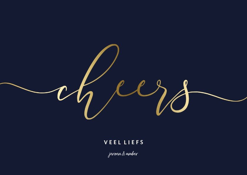 Nieuwjaarskaart gouden'cheers' en foto | Kaartje2go