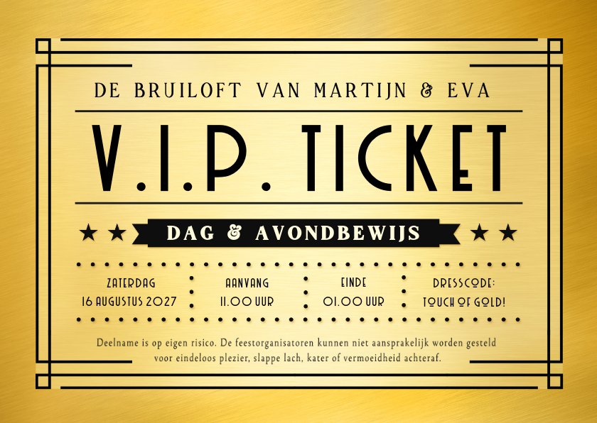 Originele en grappige V.I.P. ticket uitnodiging | Kaartje2go