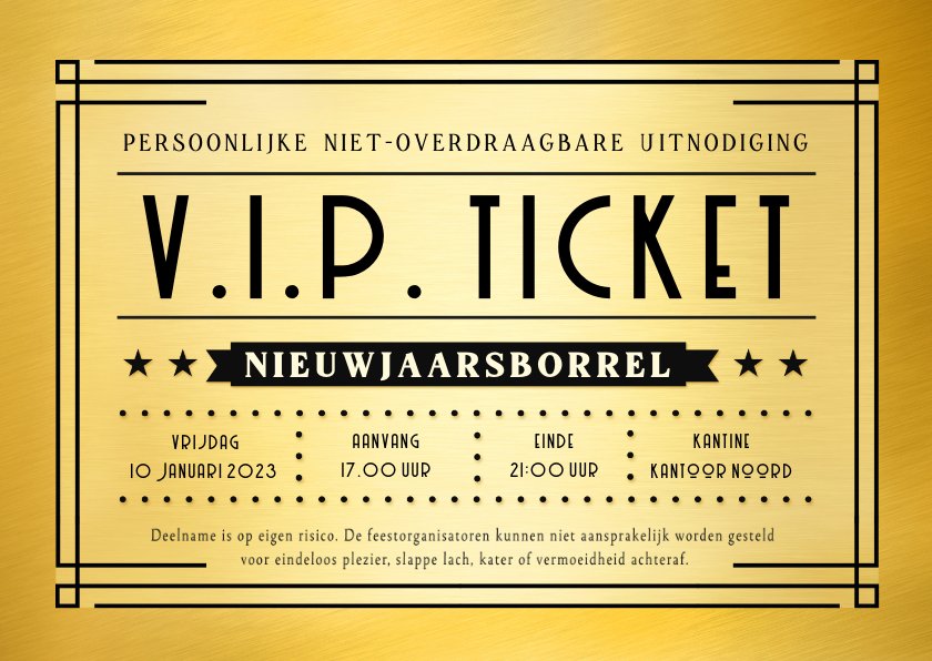 Originele V.I.P. ticket uitnodigingkaart | Kaartje2go