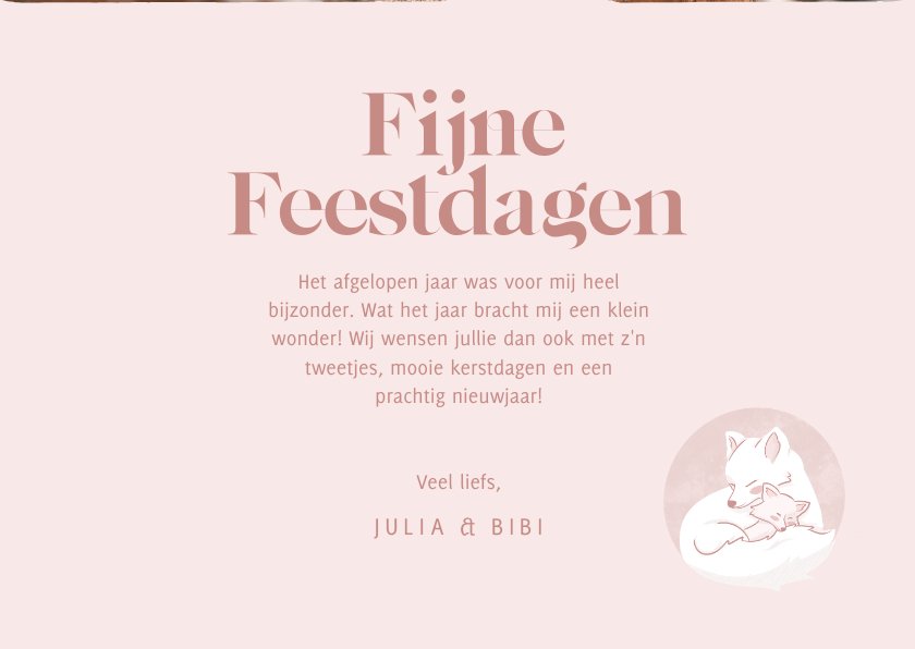 Schattig kerstkaartje met poolvosje en baby in | Kaartje2go
