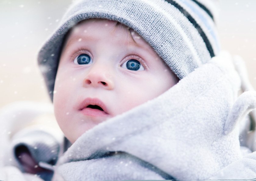 Schattige kerstkaart met poolvosje en baby in | Kaartje2go