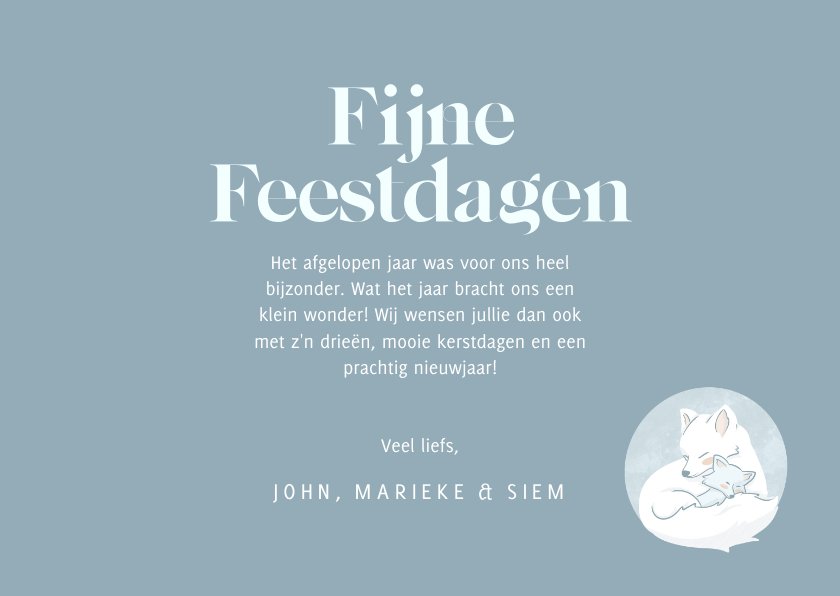 Schattige kerstkaart met poolvosje en baby in | Kaartje2go