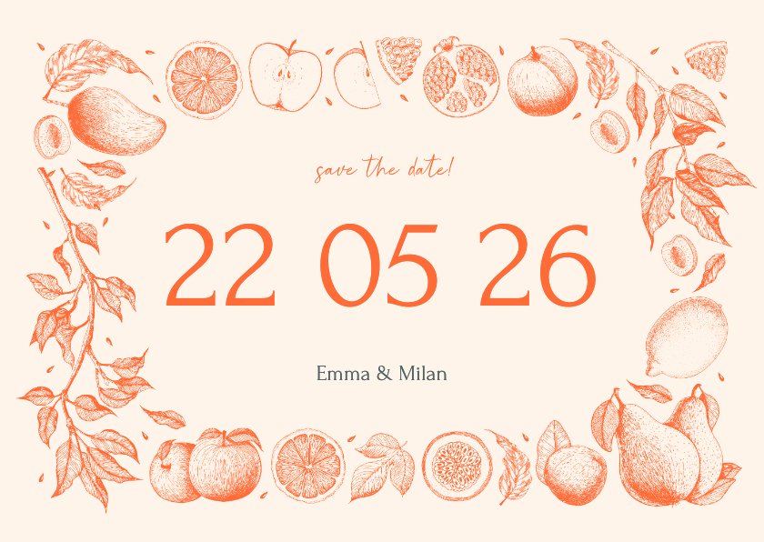 Stijlvolle save the date met vintage tekeningen | Kaartje2go