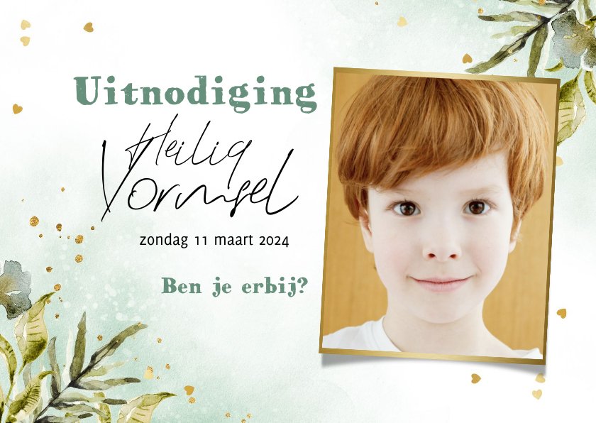 Stijlvolle uitnodiging vormsel botanische | Kaartje2go
