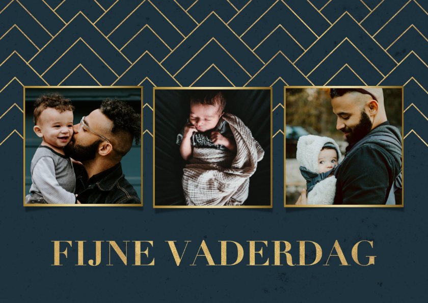 Stijlvolle vaderdag kaart fotocollage blauw | Kaartje2go