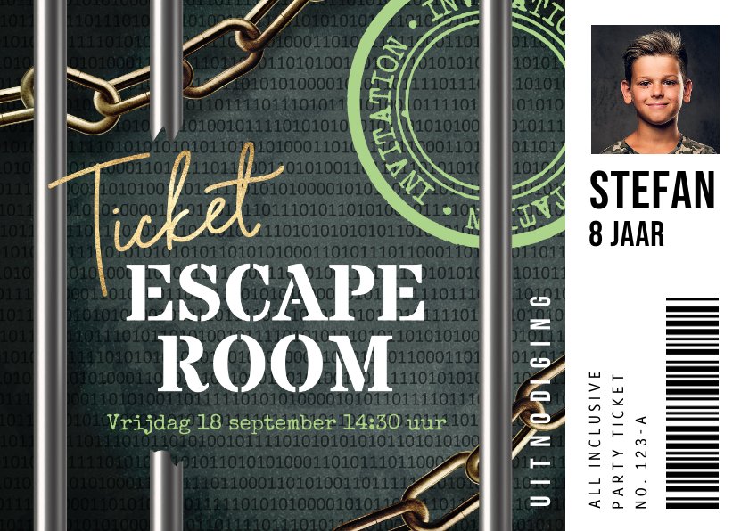 Stoere ticket uitnodiging escape room | Kaartje2go