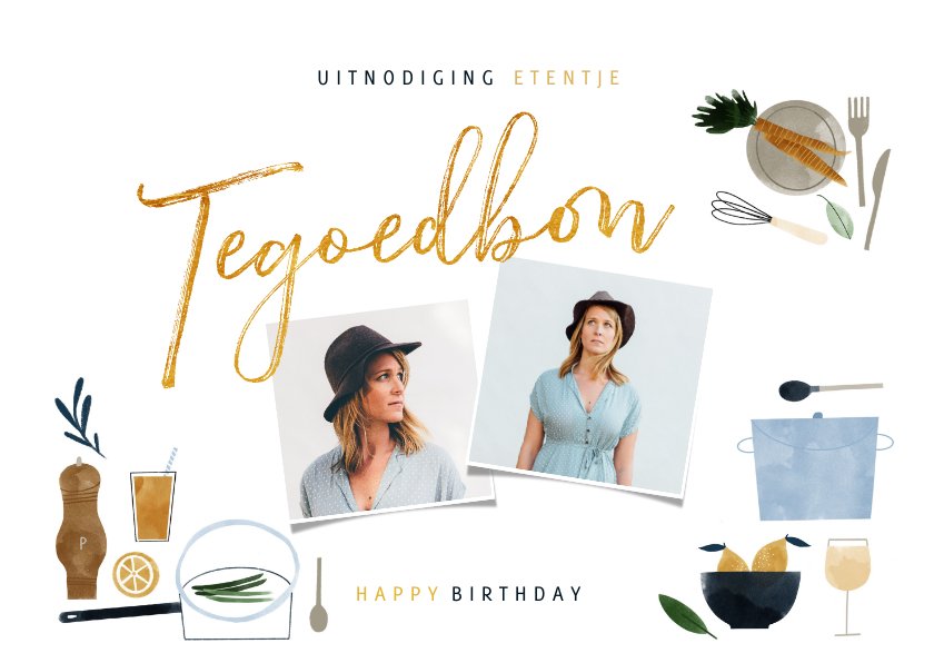 Tegoedbon etentje illustraties en foto's | Kaartje2go