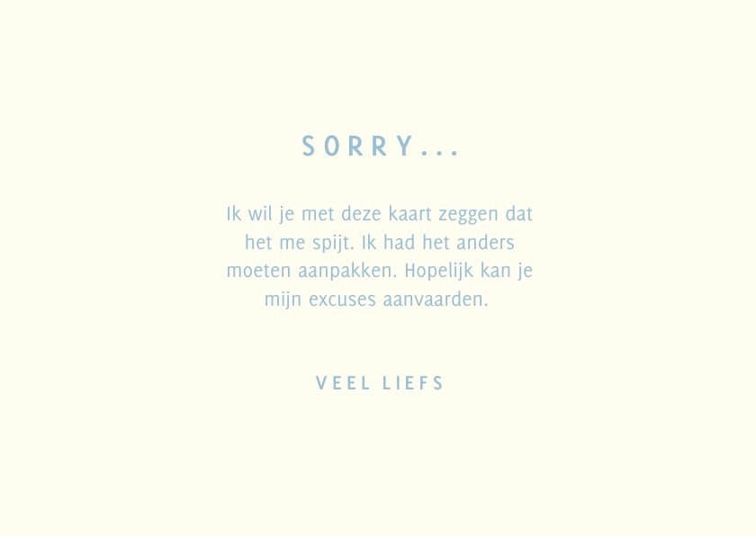 Typografische wenskaart sorry het spijt me met | Kaartje2go