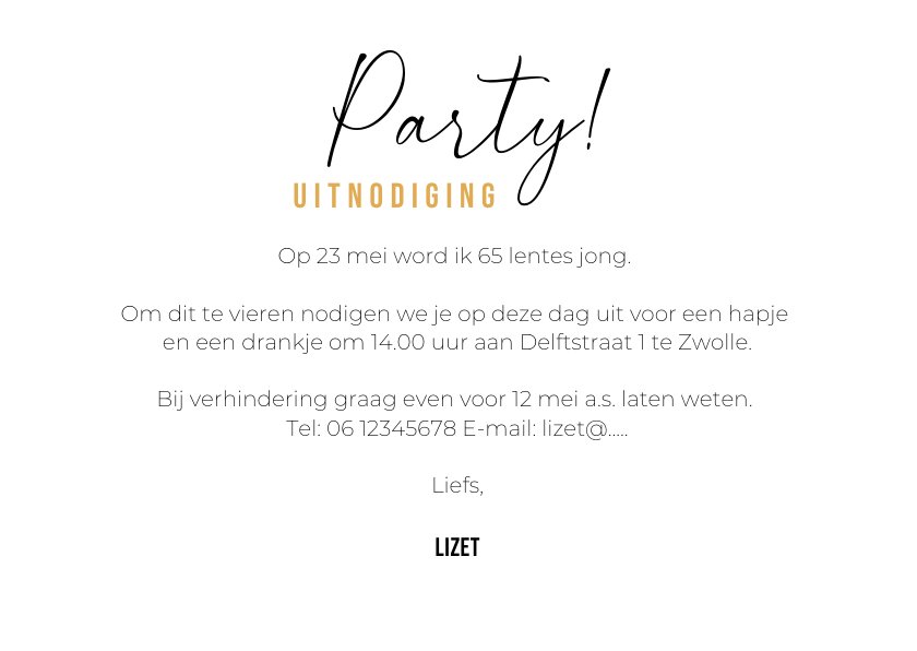 Uitnodiging feest verjaardag fotokaart | Kaartje2go