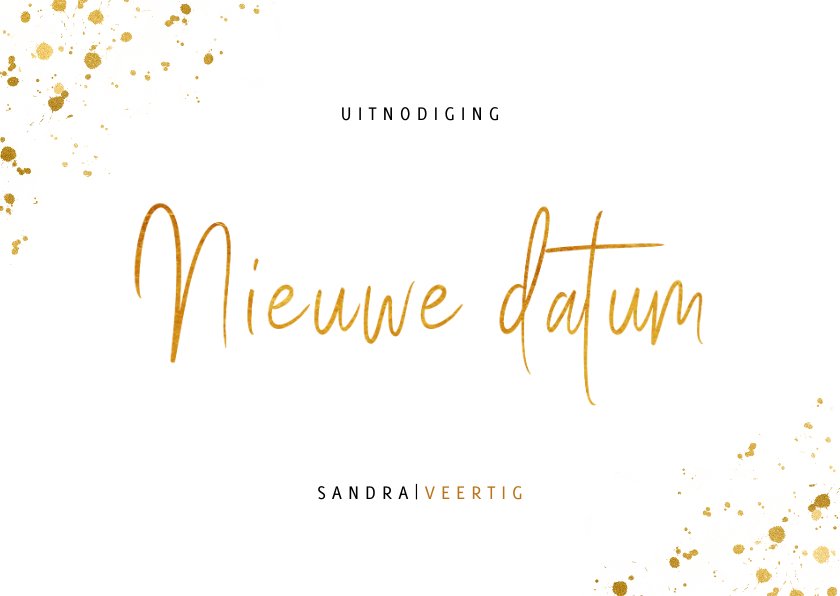 Uitnodiging feestje nieuwe datum met gouden | Kaartje2go