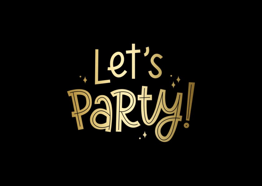 Uitnodiging let's party met goudfolie en foto's | Kaartje2go