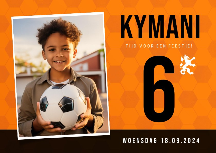 Uitnodiging voetbal feestje kind met oranje | Kaartje2go