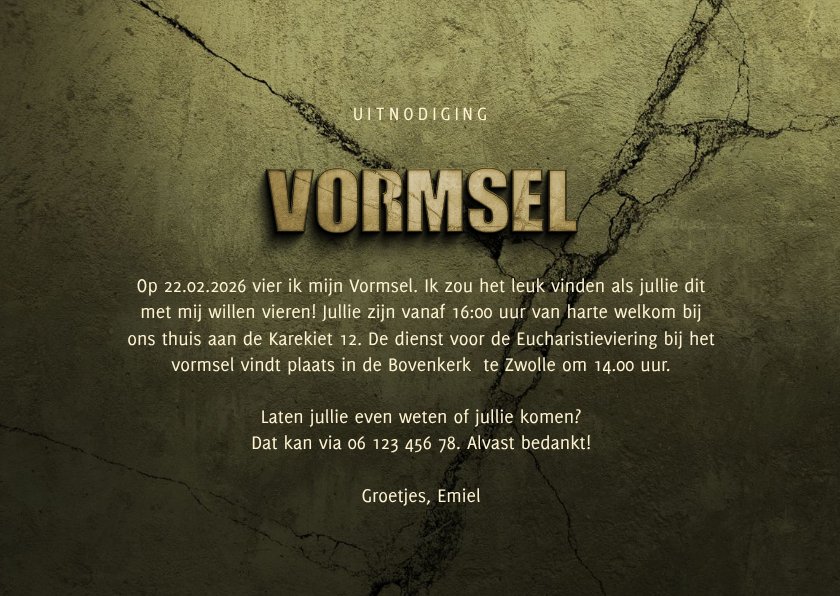 Uitnodiging vormsel stoer filmposter | Kaartje2go