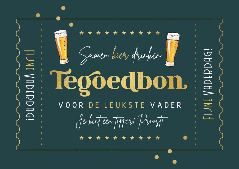 Vaderdag kaart retro tegoedbon bier goud | Kaartje2go