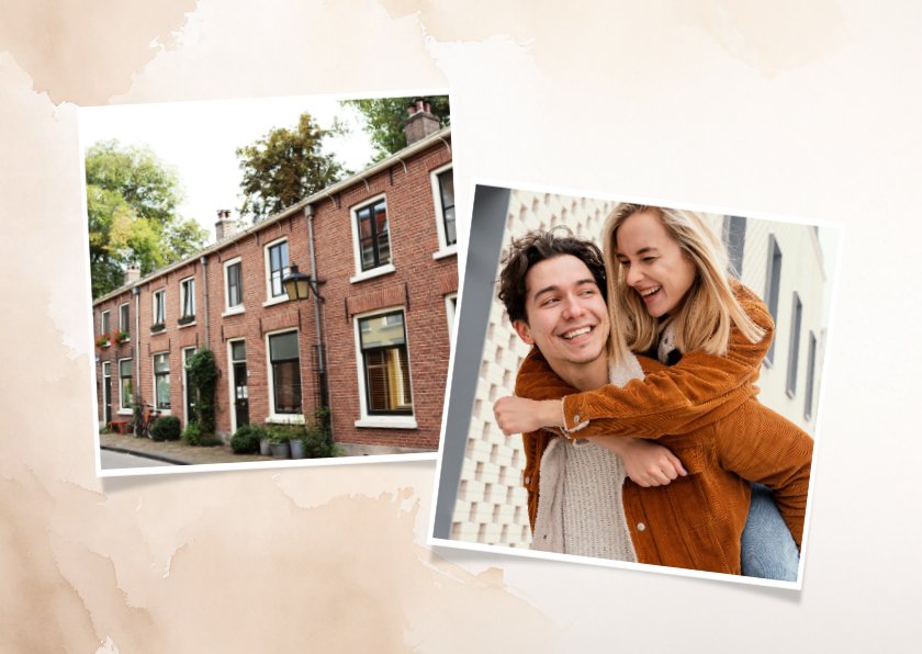 Verhuiskaartje waterverf beige verhuisbericht | Kaartje2go