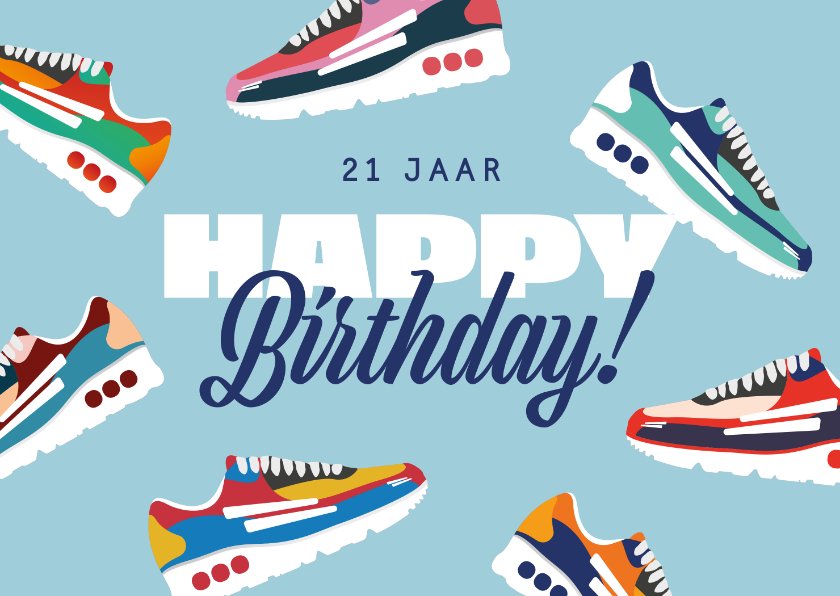 Verjaardagskaart Happy Birthday sneakers sport | Kaartje2go