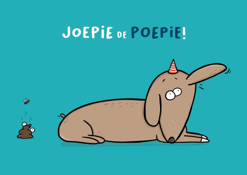 Verjaardagskaart Joepie de poepie hond | Kaartje2go