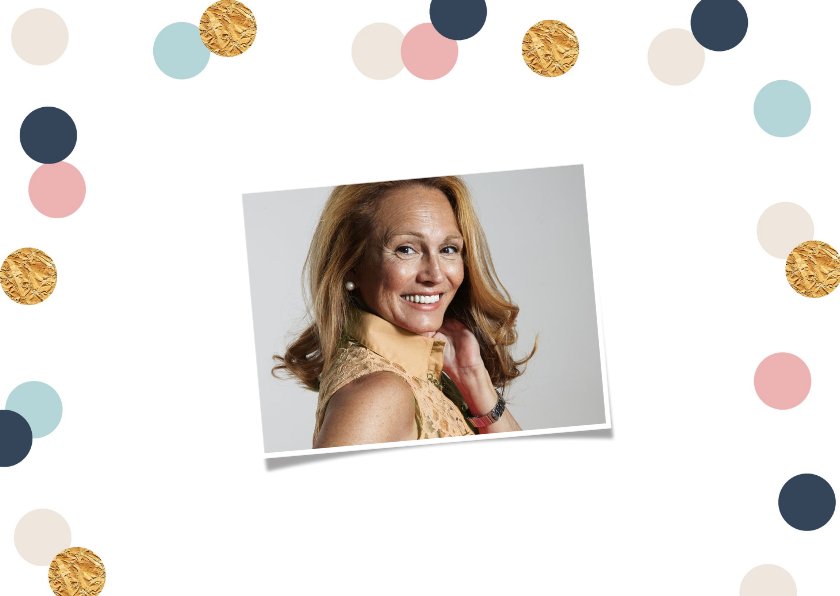 Verjaardagskaart vrouw proficiat goud confetti | Kaartje2go