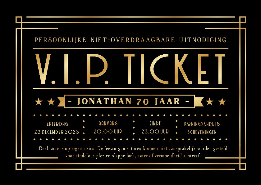 VIP ticket uitnodiging verjaardag feest met | Kaartje2go