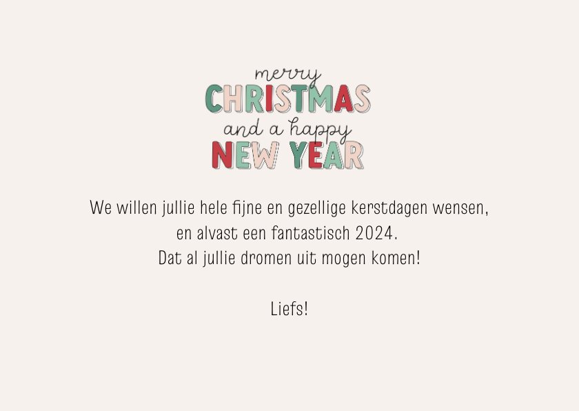 Vrolijk kerstkaartje typografische kerstwens | Kaartje2go