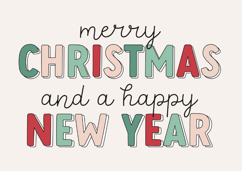 Vrolijk kerstkaartje typografische kerstwens | Kaartje2go