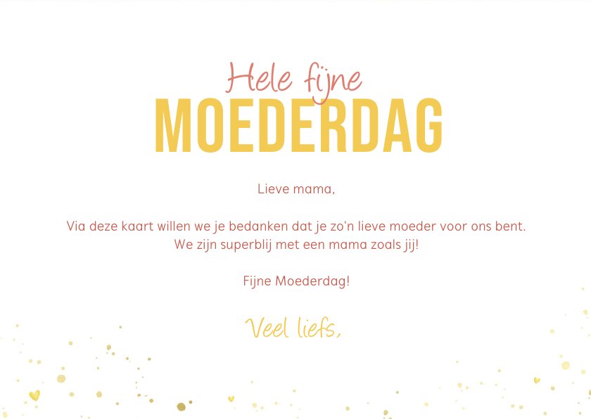Vrolijke moederdagkaart met rode en gouden | Kaartje2go