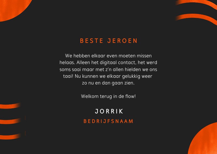 Welkom terug in de flow kaart collega werknemer | Kaartje2go