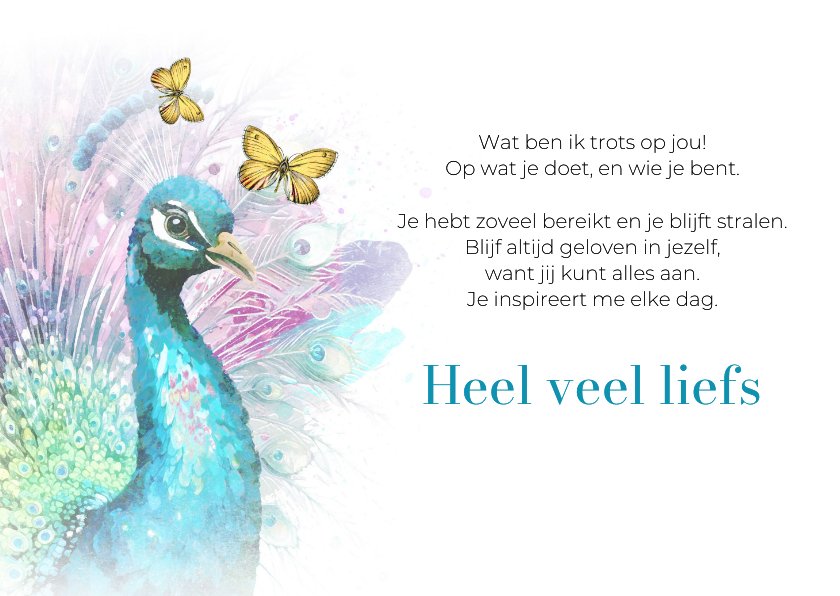 Wenskaart zo trots als een pauw op jou | Kaartje2go