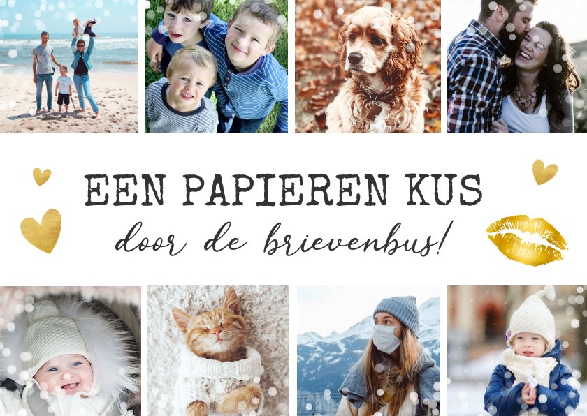 Zomaar fotocollage kaart met 8 foto's kus door | Kaartje2go