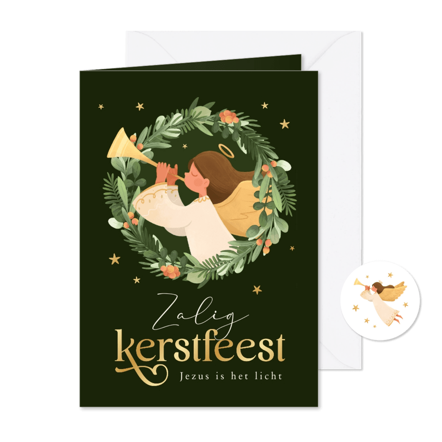 Christelijke kerstkaart zalig kerstfeest engel | Kaartje2go