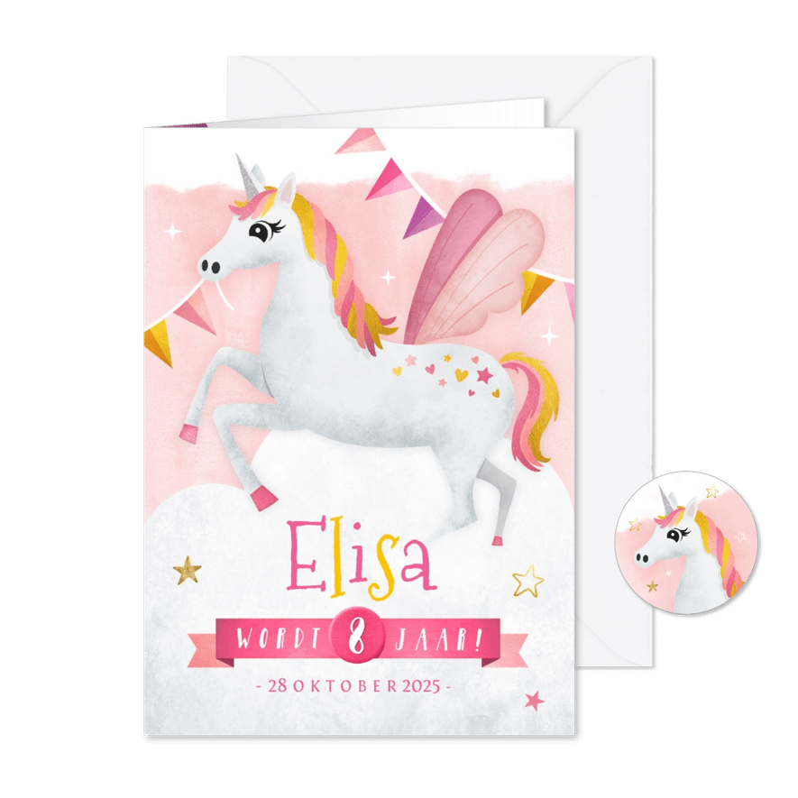 Eenhoorn kinderfeestje verjaardag uitnodiging | Kaartje2go