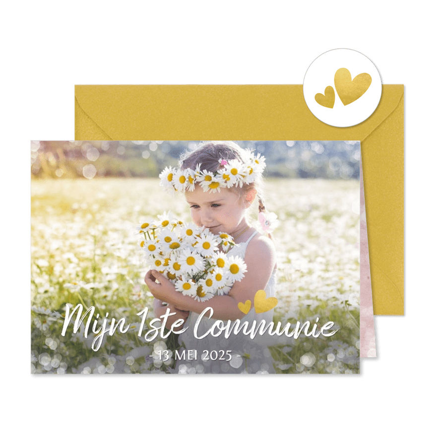 Fotokaart communie- uitnodiging communiefeest | Kaartje2go