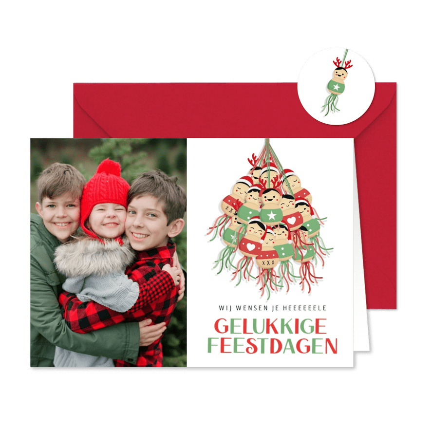 Gezellige kerstkaart met eigen foto en tros | Kaartje2go