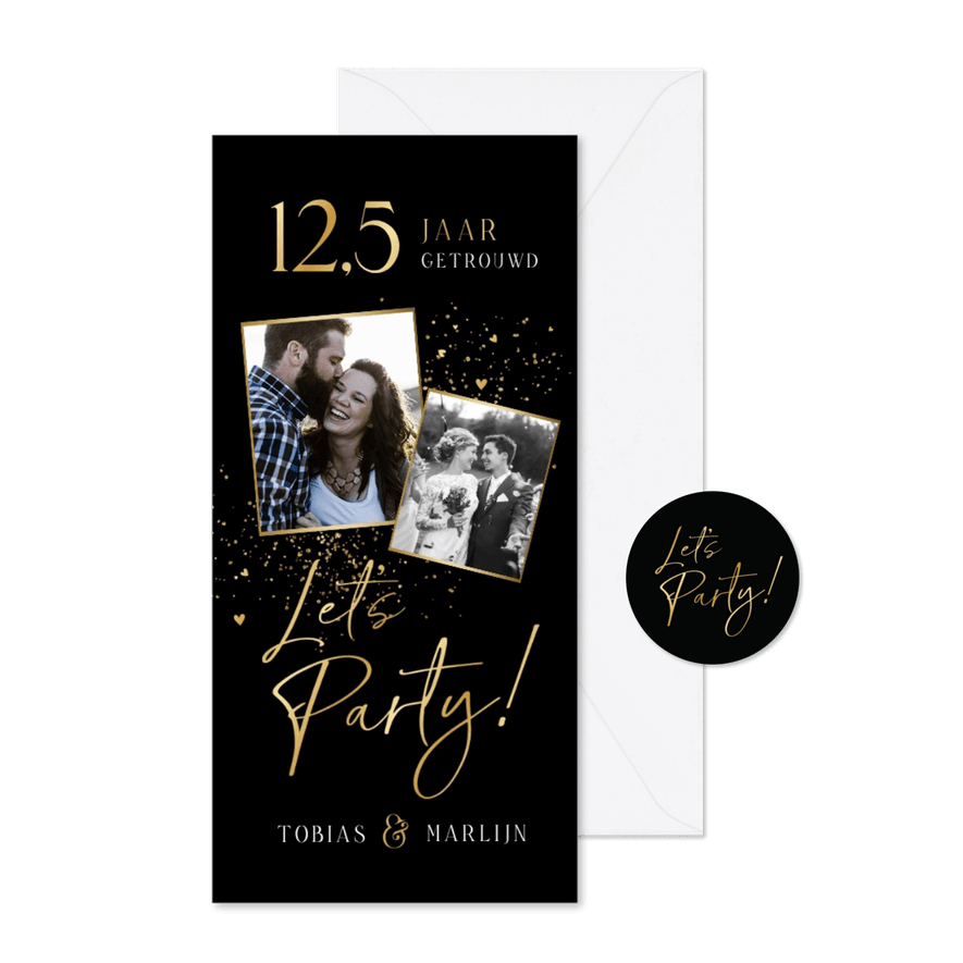 Jubileumfeest 12,5 jaar getrouwd party goud | Kaartje2go