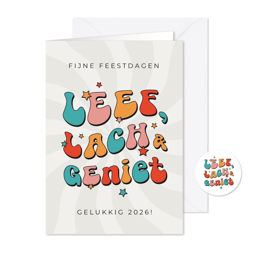 Kerst en nieuwjaarskaart leef lach en geniet | Kaartje2go
