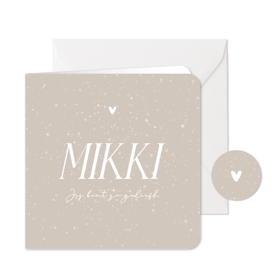 Minimalistisch beige geboortekaartje met witte | Kaartje2go