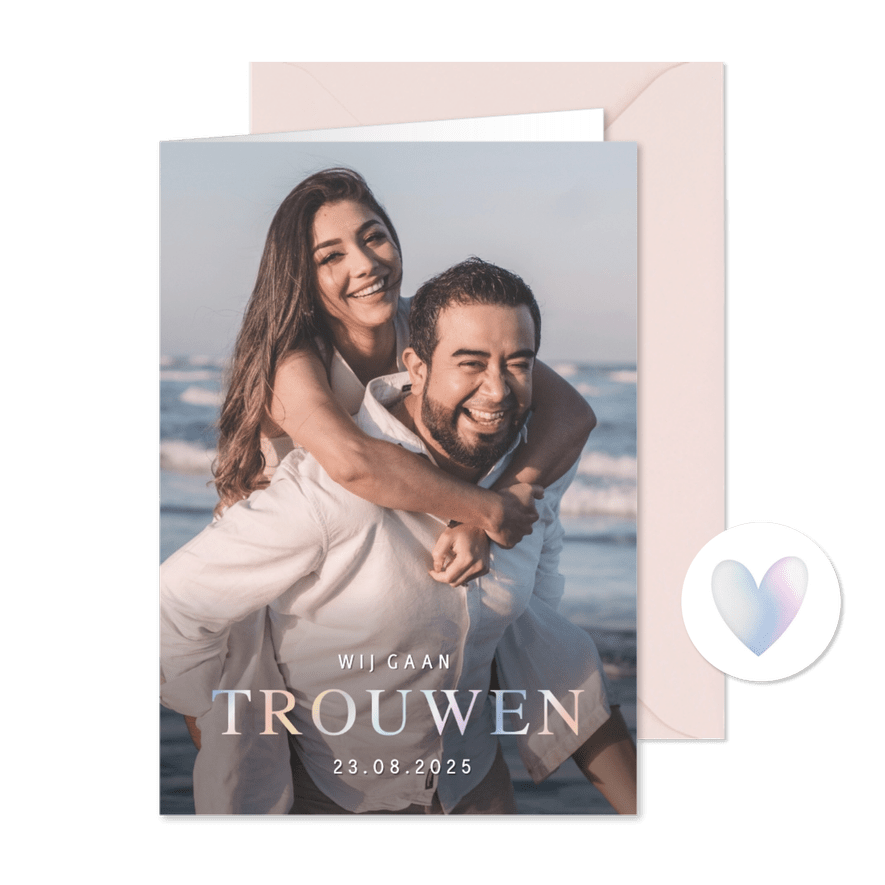 Trouwkaart uitnodiging met eigen foto en | Kaartje2go