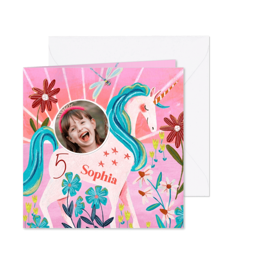 Uitnodiging kinderfeestje roze eenhoorn en | Kaartje2go