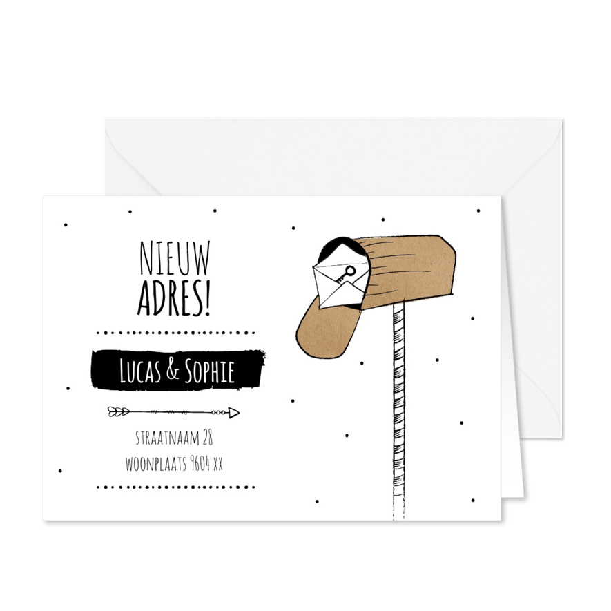 Verhuiskaart voor adreswijziging met brievenbus | Kaartje2go