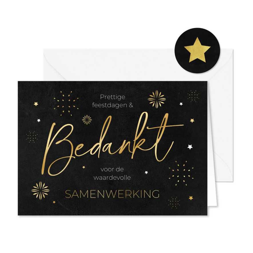 Zakelijke bedankt kerstkaart samenwerking | Kaartje2go