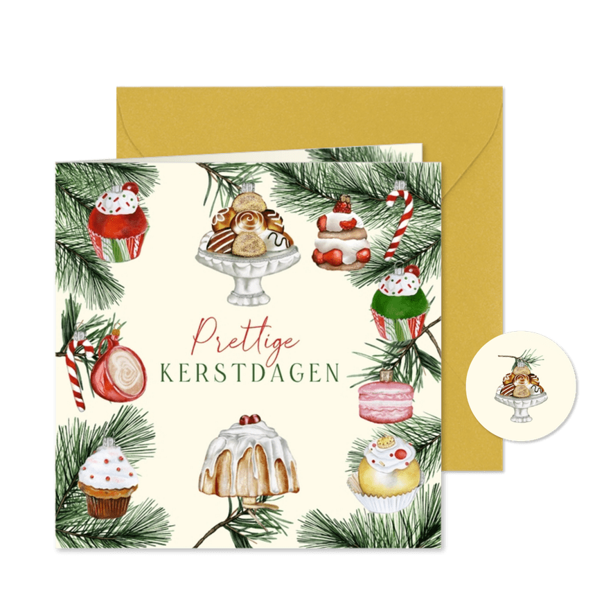 Zakelijke kerstkaart ornamenten taartjes | Kaartje2go