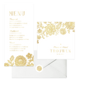 Menukaart trouwen vintage kant goud bloemen | Kaartje2go